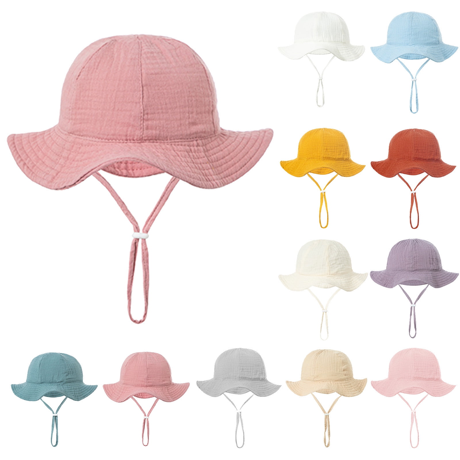 Hinvhai Baby Toddler Sun Hat Cap, Kid Casual Cute Solid Color Beach UPF ...