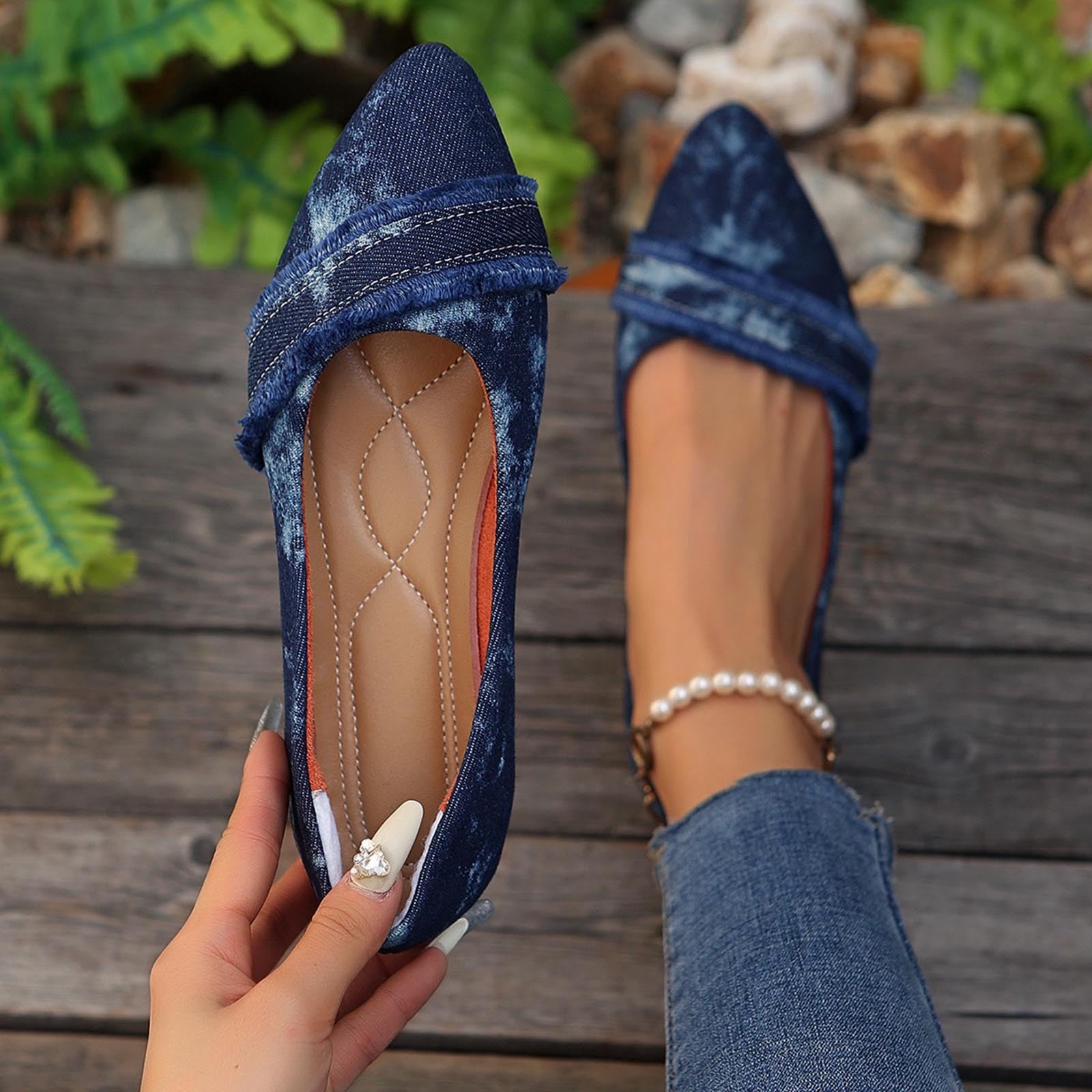Hinvhai Flat Shoes for Women Slip On Comfortable Walking Ballerina ...