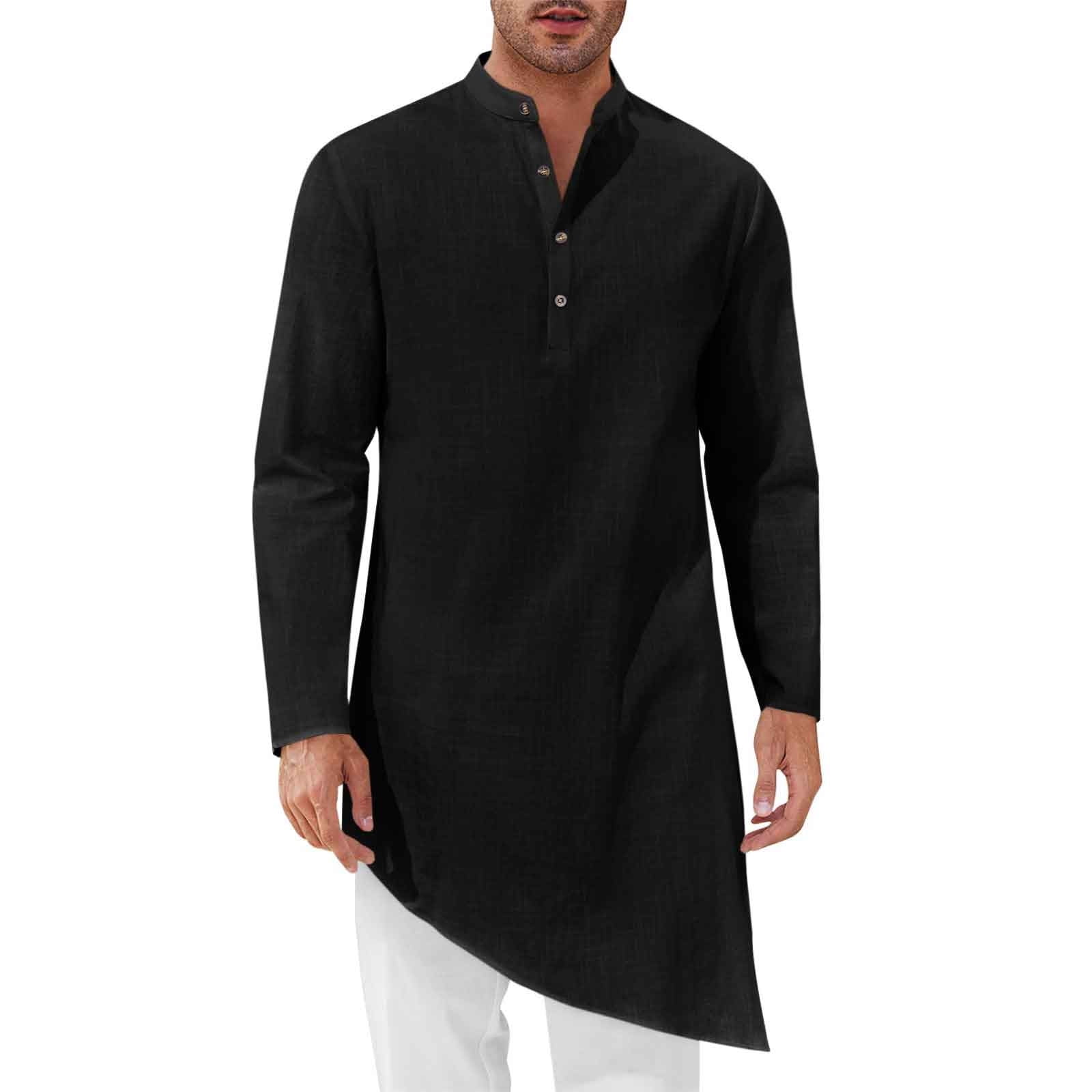 Hinvhai Men Muslim Robes Dubai Kaftan Jubba Thobe Islamic Arabic Prayer ...
