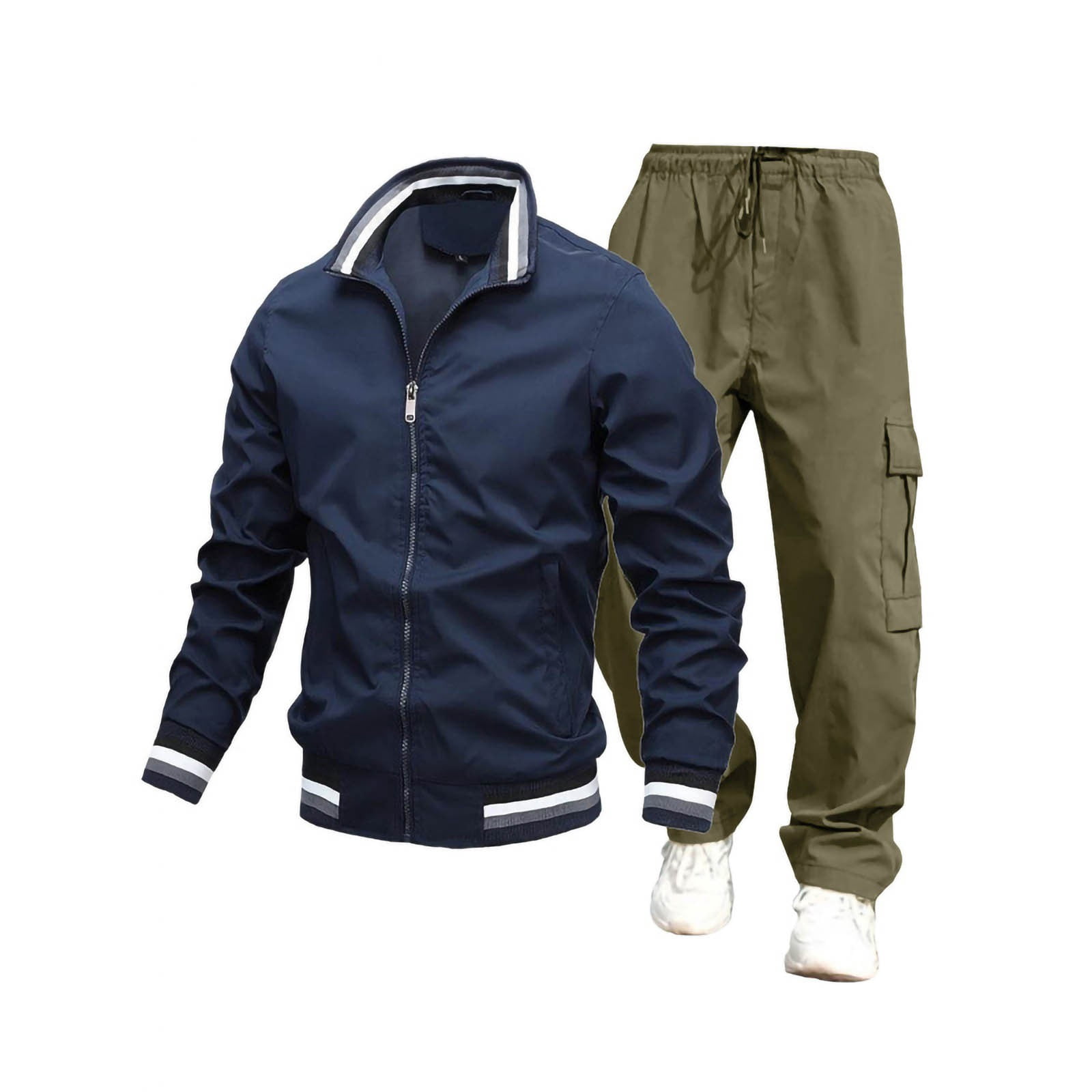 Hinvhai Men's Athletic 2 Pieces Tracksuit Casual Full Zip Jogging Sweat ...