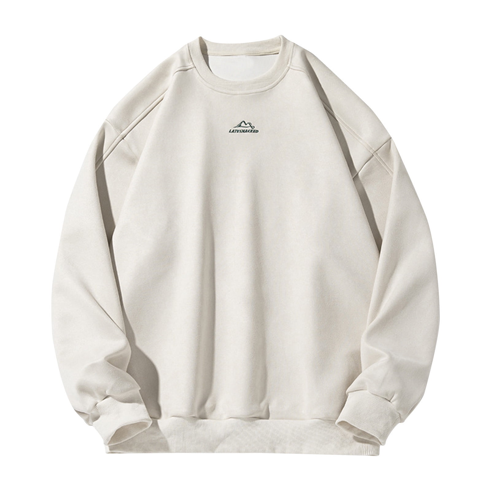 Hinvhai Men's Casual Crewneck Sweatshirts Long Sleeve Solid Color Retro ...