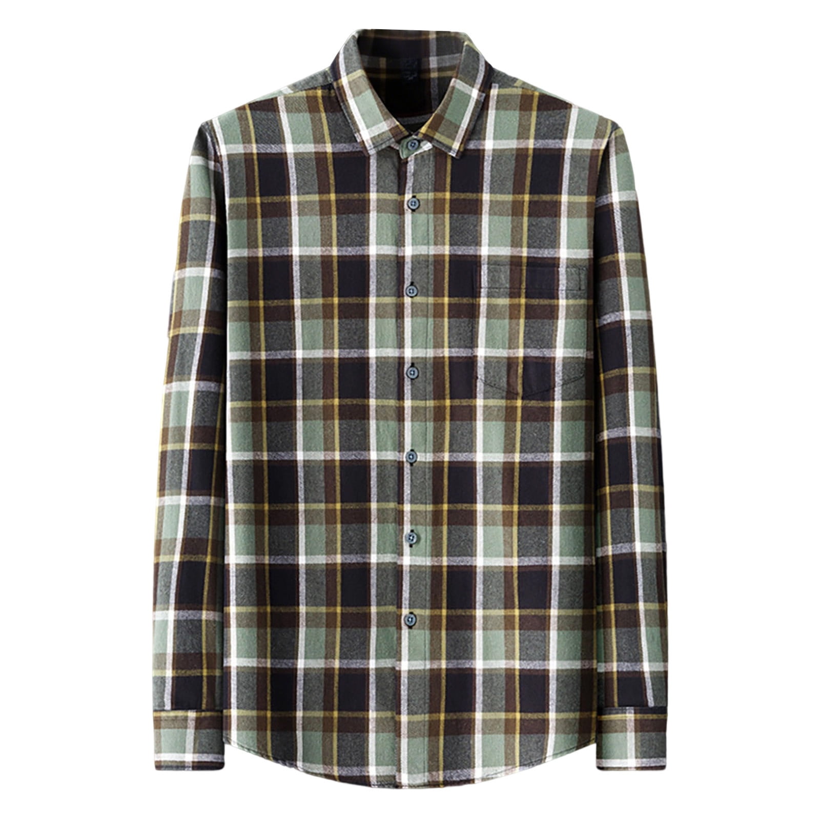 Hinvhai Men's Classic Color Contrast Striped Shirt Long Sleeve Casual ...