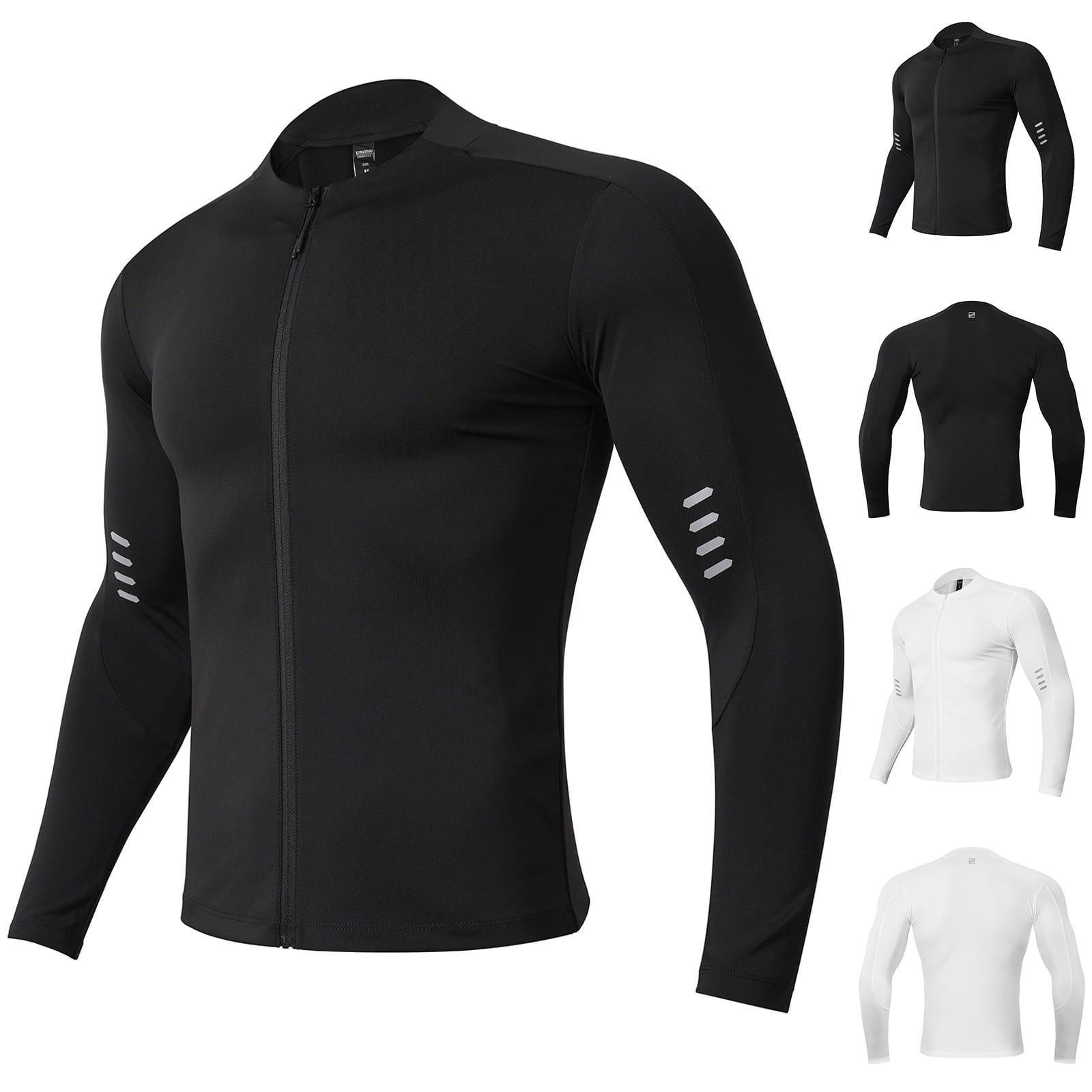 Hinvhai Men's Cycling Jersey Long Sleeves Road Bike Jersey Shirt Cycling Tops, Zipper Pocket ...