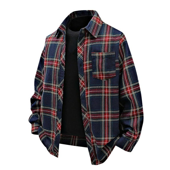 Hinvhai Men's Flannel Plaid Shirts Long Sleeve Button Down Shirts ...