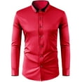 Hinvhai Men's Long Sleeved Button Pocket Flip Collar Casual Shirt Red ...