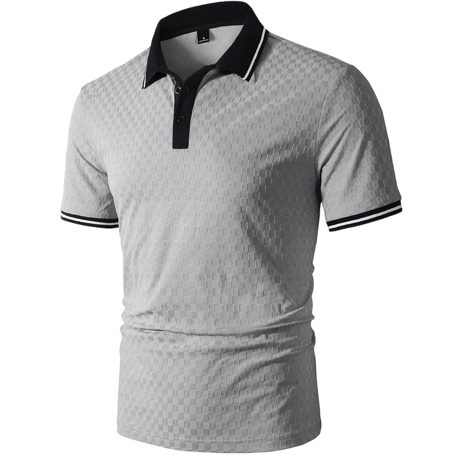 Hinvhai Men's T Shirts Fashion Striped Color Block Golf Shirt Short ...