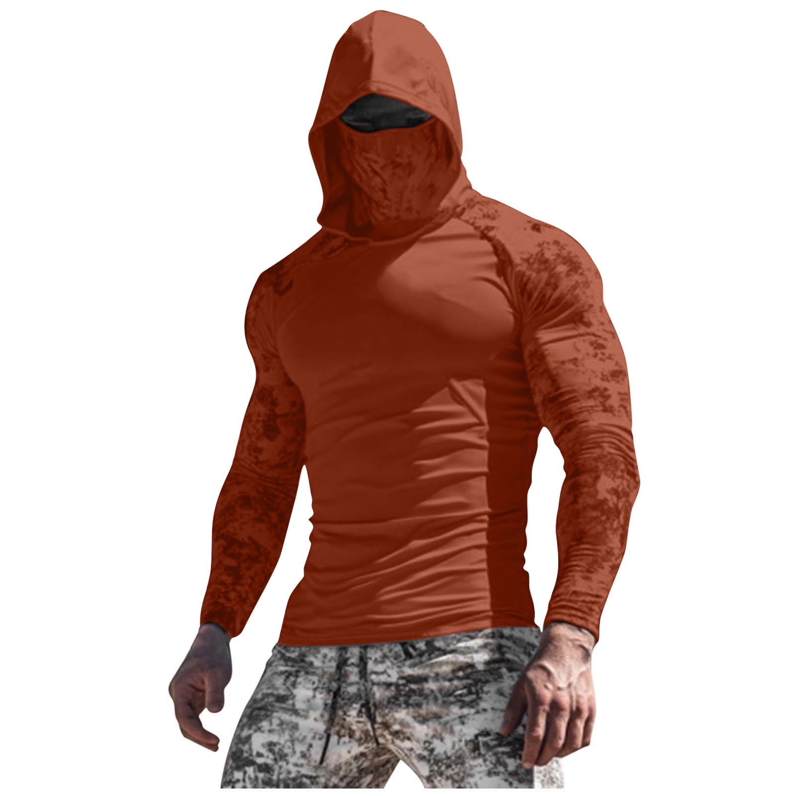 Hinvhai Men's UPF 50+ Sun Protection Hooded Shirt with Integrated Face ...