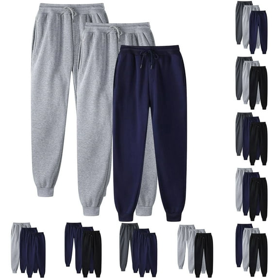 Hinvhai Mens 3 Pack Fleece Active Athletic Workout Jogger Sweatpants ...