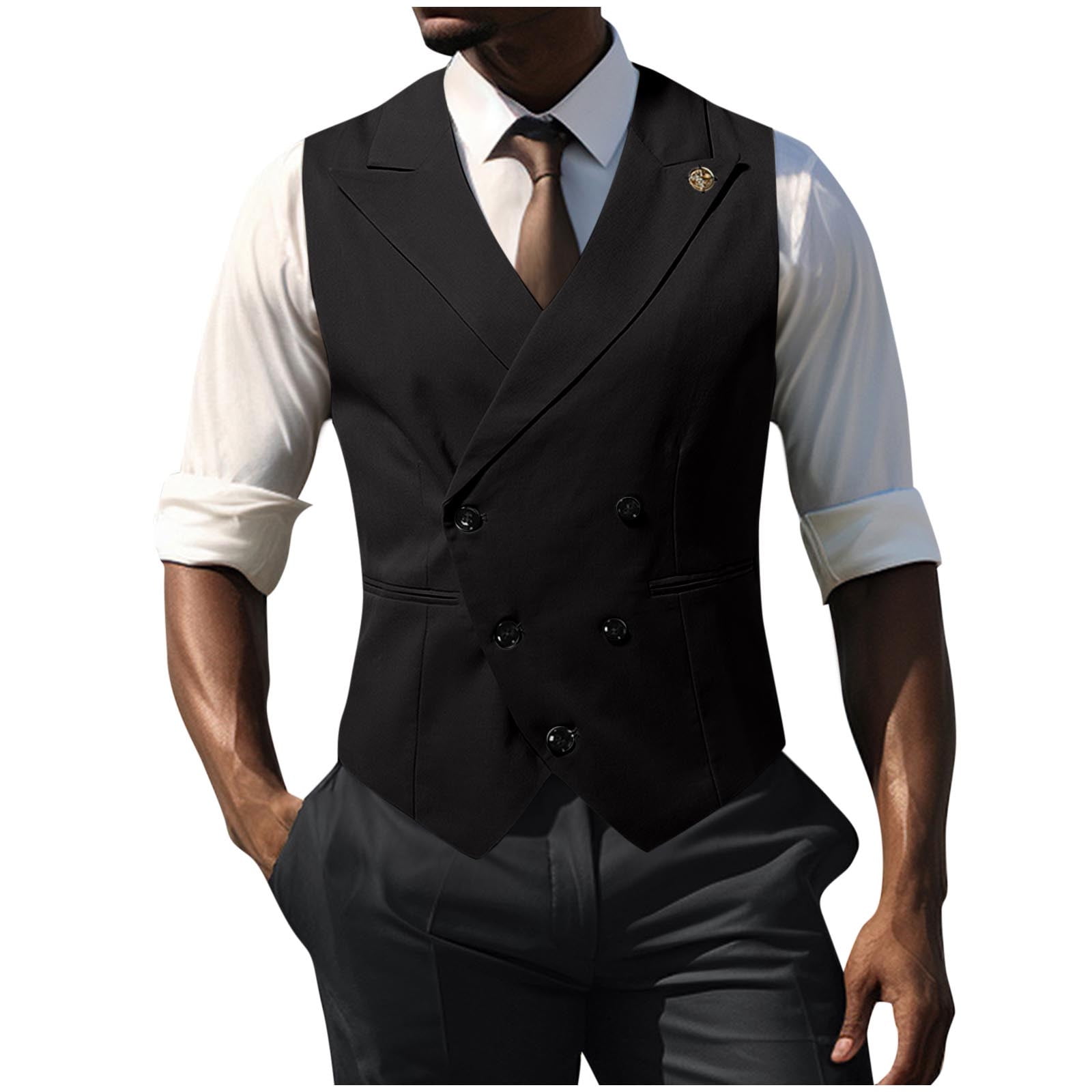Hinvhai Mens Dress Suits Vest Casual Business office Button Down Suit ...