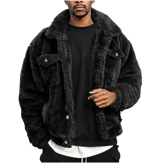 Hinvhai Mens Fleece Lined Long Jackets Hooded Work Coats Oversize Full ...