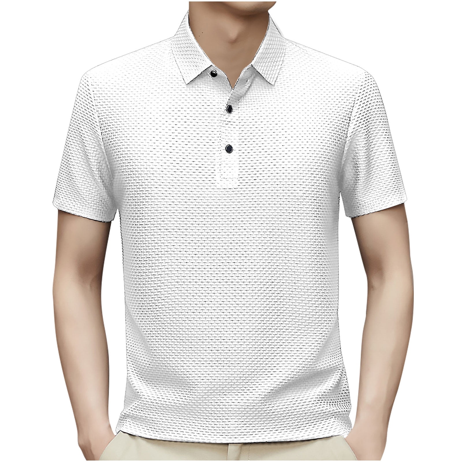 Hinvhai Mens Knit Polo Shirts Short Sleeve Textured Polo Shirts Sretchy ...
