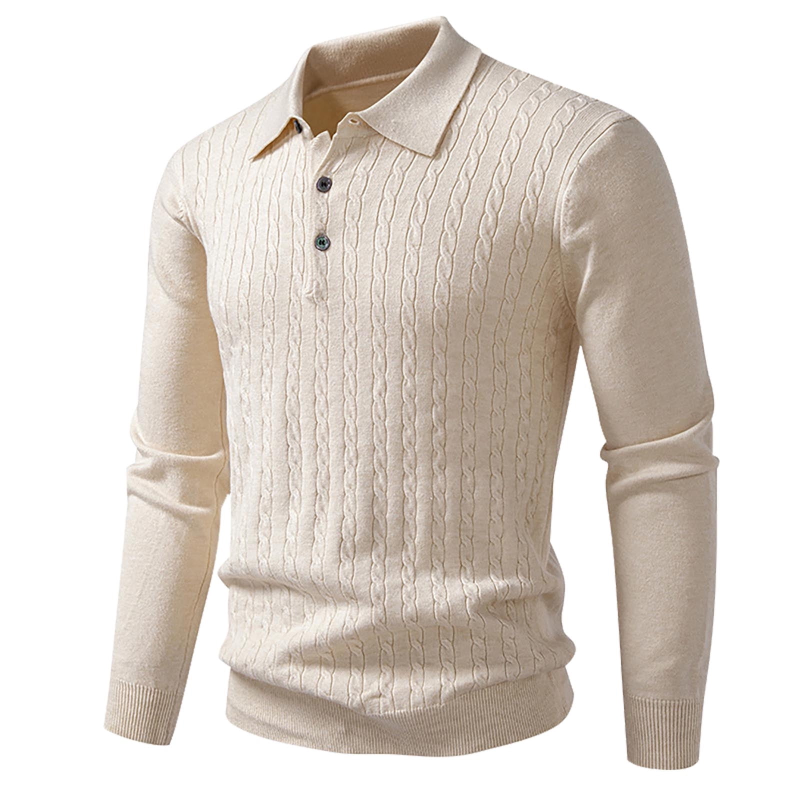 Hinvhai Mens Knit Polo Sweater Long Sleeve Polos Lightweight Casual ...