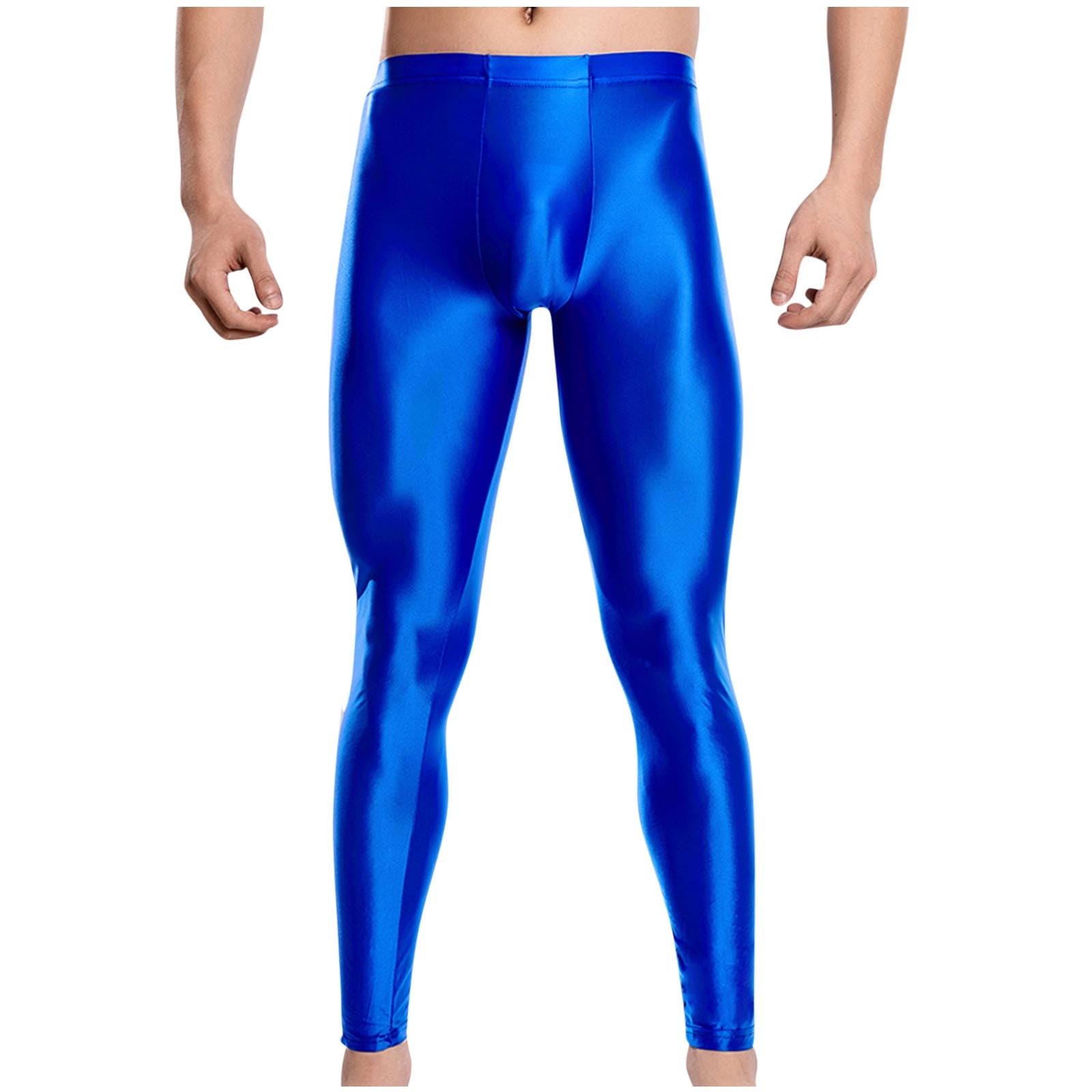 Hinvhai Mens Oil Shiny Glossy Compression Pants Stretchy Nylon Smooth ...