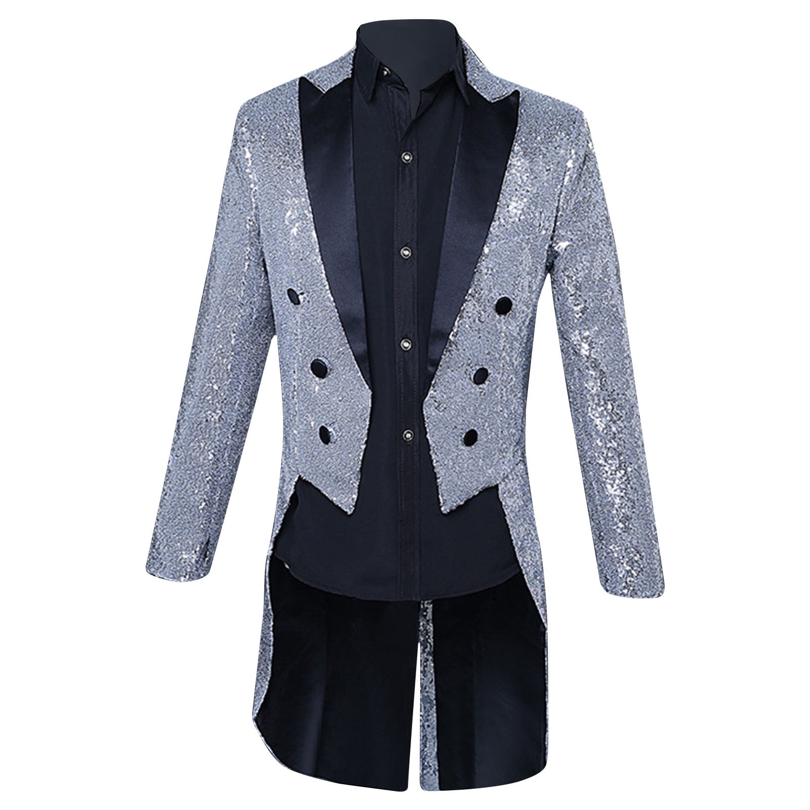 Hinvhai Mens Sequin Tailcoat Swallowtail Suit Jacket Party Show Tux ...