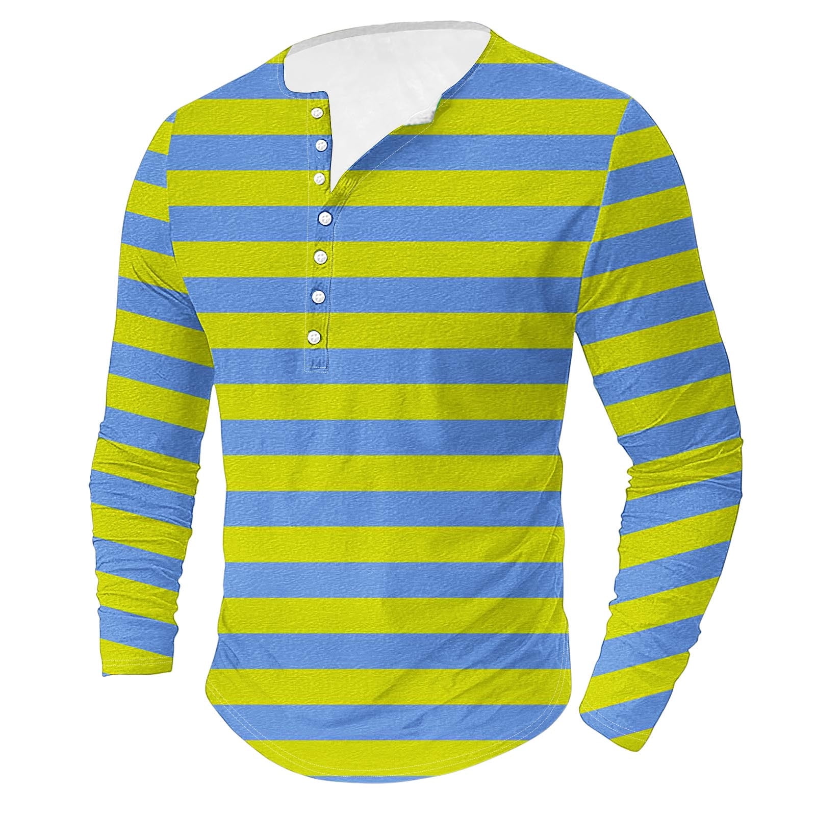 Hinvhai Mens Striped Long Sleeve Henley Shirt Lightweight Button T ...