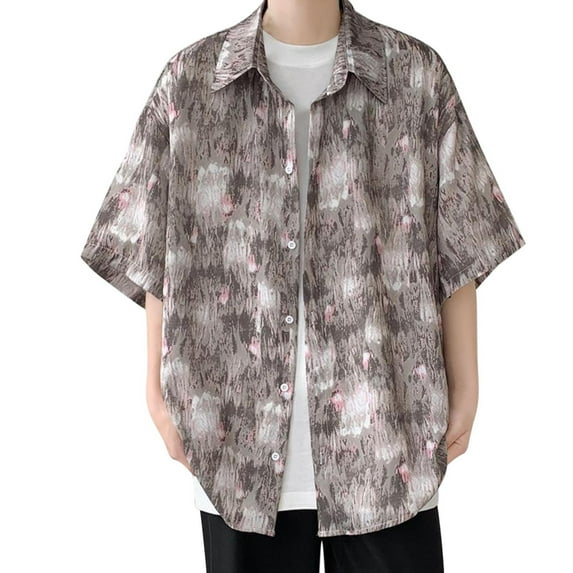 Hinvhai Mens Summer Striped Shirts Button Down Short Sleeve Vintage ...