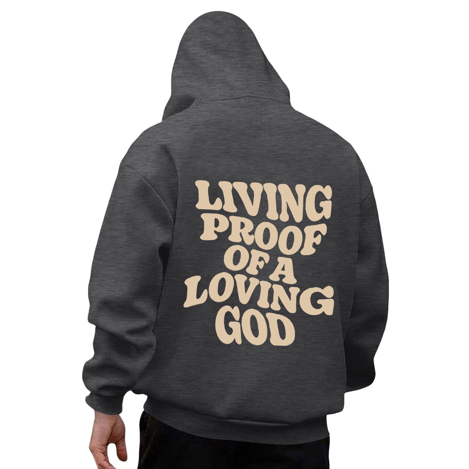 Hinvhai Mens Vintage Hooded Sweatshirts Jesus Cross Print Long Sleeve ...