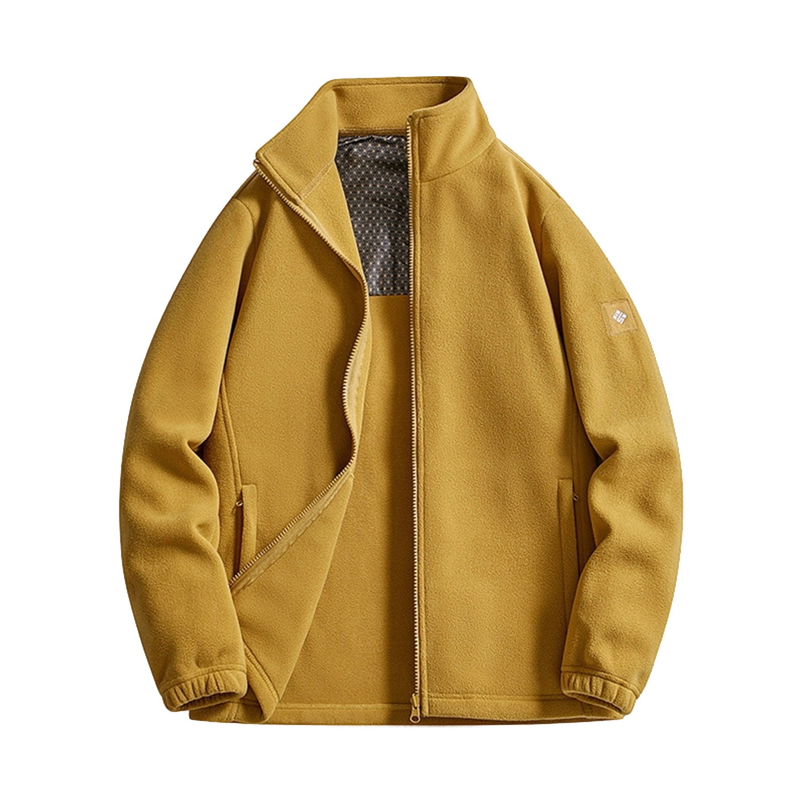 Hinvhai Mens Zip Up Sweatshirt Casual Fleece Jacket with Zipper Pockets ...