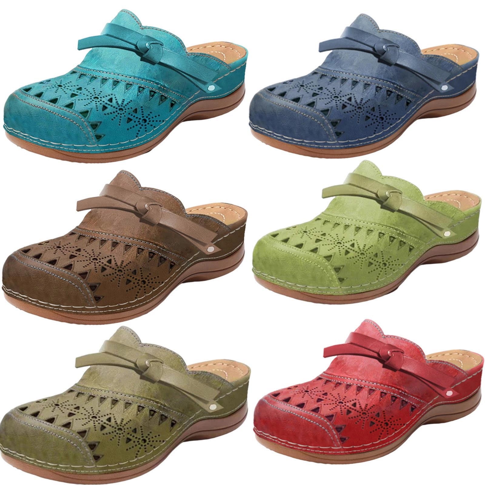 Hinvhai Mules for Women Clogs with Arch Support Slip on Shoes Vintage ...