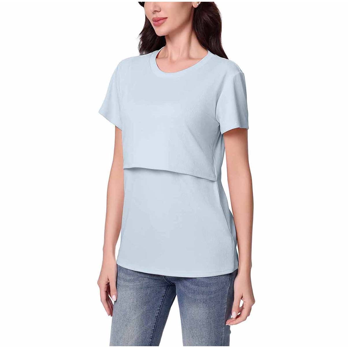 Hinvhai Nursing Tops Summer Short Sleeve Breast Feeding Shirts Women ...