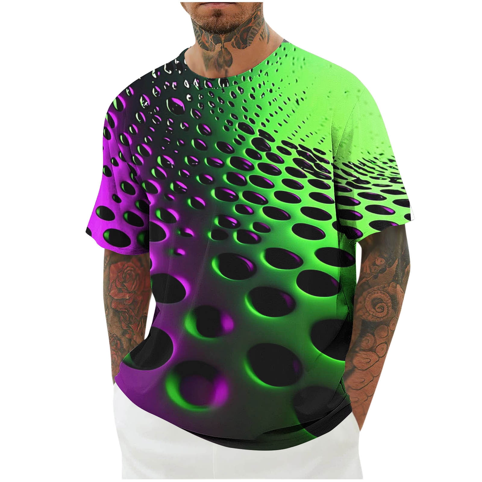 Hinvhai Unisex Optical Illusion 3D Print T-Shirts Short Sleeve Funny ...