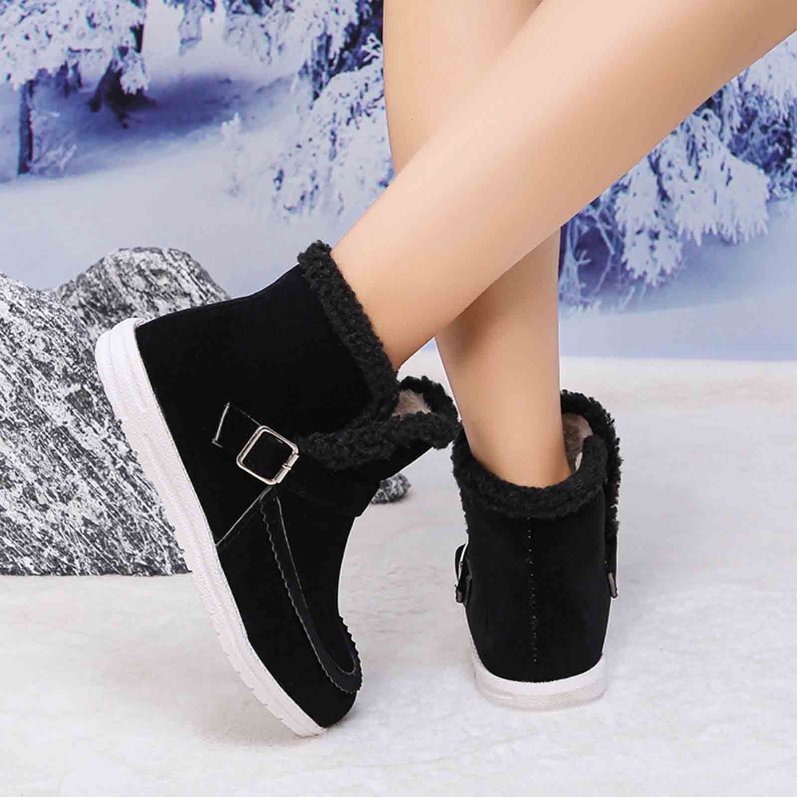Hinvhai Winter Classic Warm Ankle Snow Booties with Fur Lining for ...