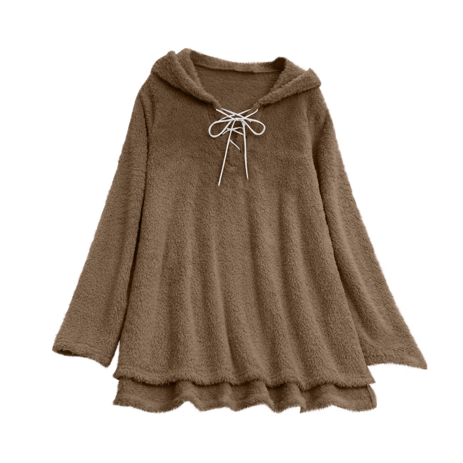 Hinvhai Women Sherpa Fleece Hoodies Oversized Sweatshirts Long Sleeve ...