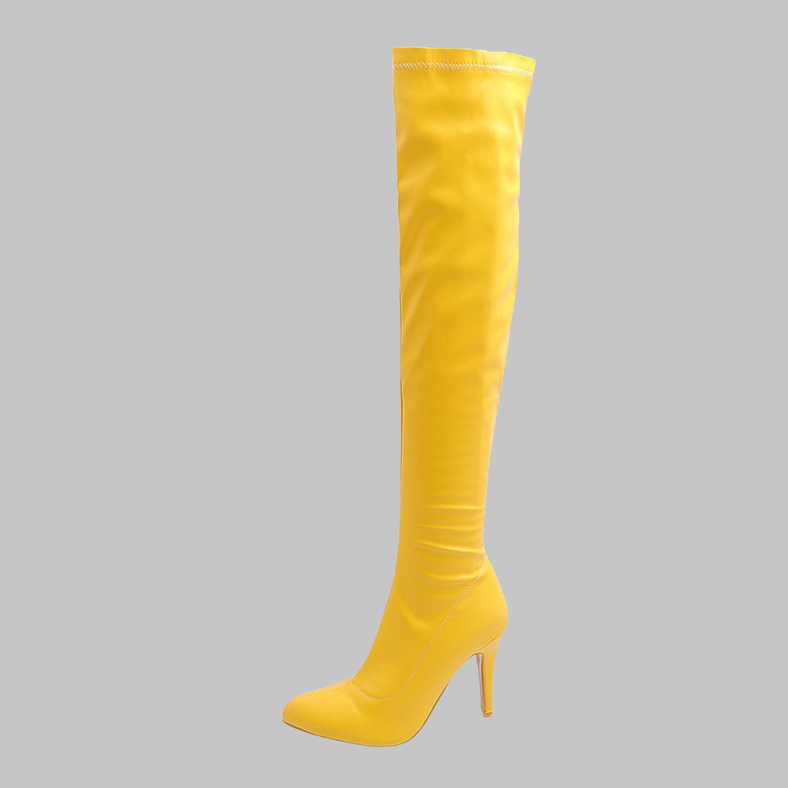 Hinvhai Women's Patent Leather PU Thigh High Boots Clearance,Fashion ...