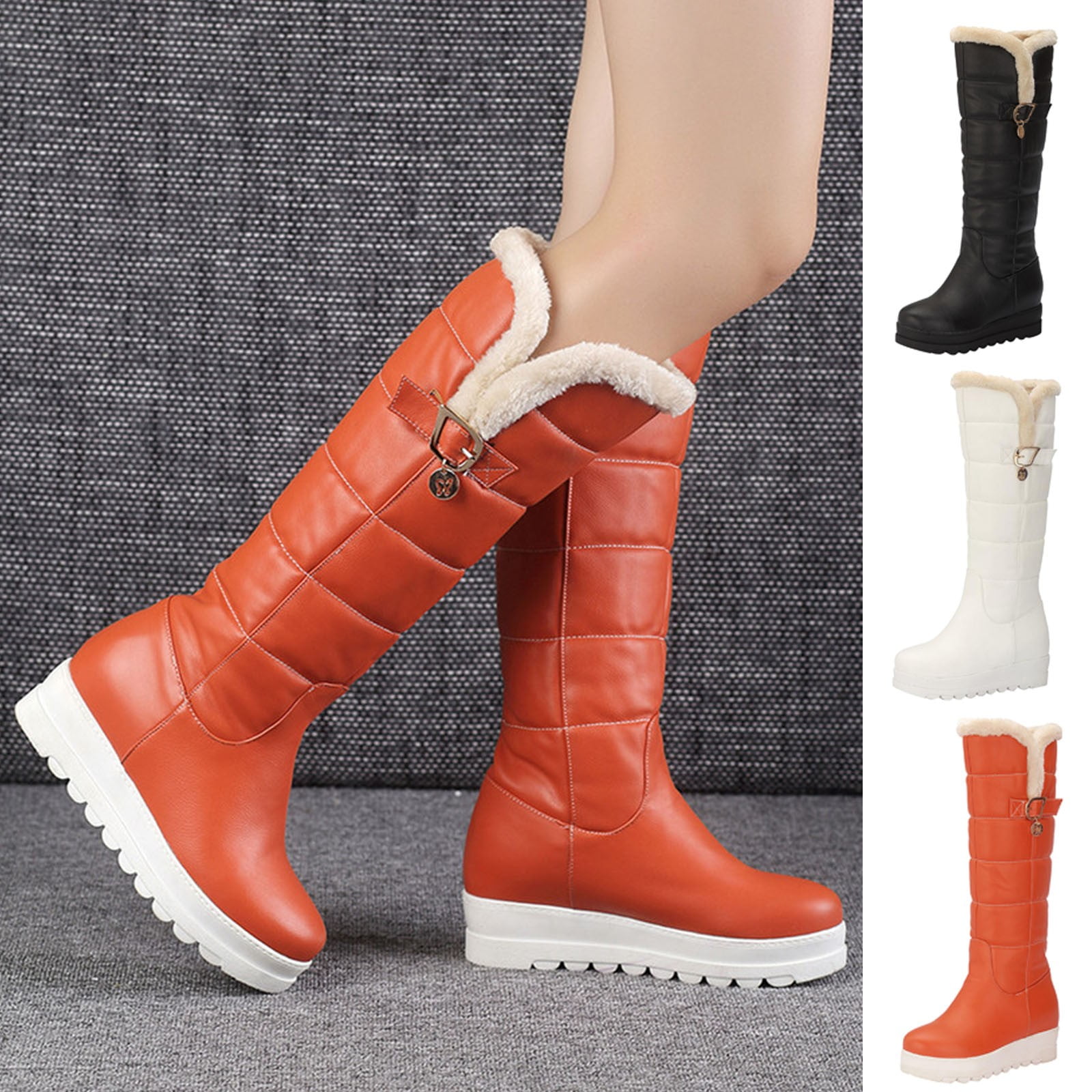 Hinvhai Women's Winter Warm Knee High Down Snow Boots,Classic Fashion ...
