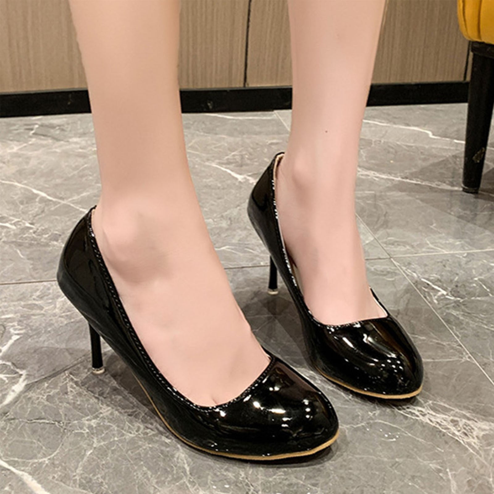 Hinvhai Womens High Heels Shiny Lovely Colors Pointed Toe Dress Work ...