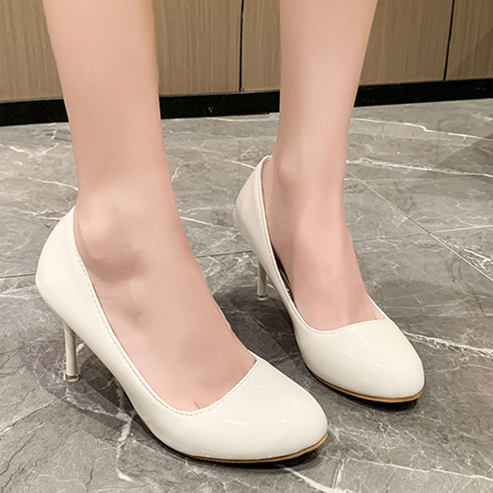 Hinvhai Womens High Heels Shiny Lovely Colors Pointed Toe Dress Work ...