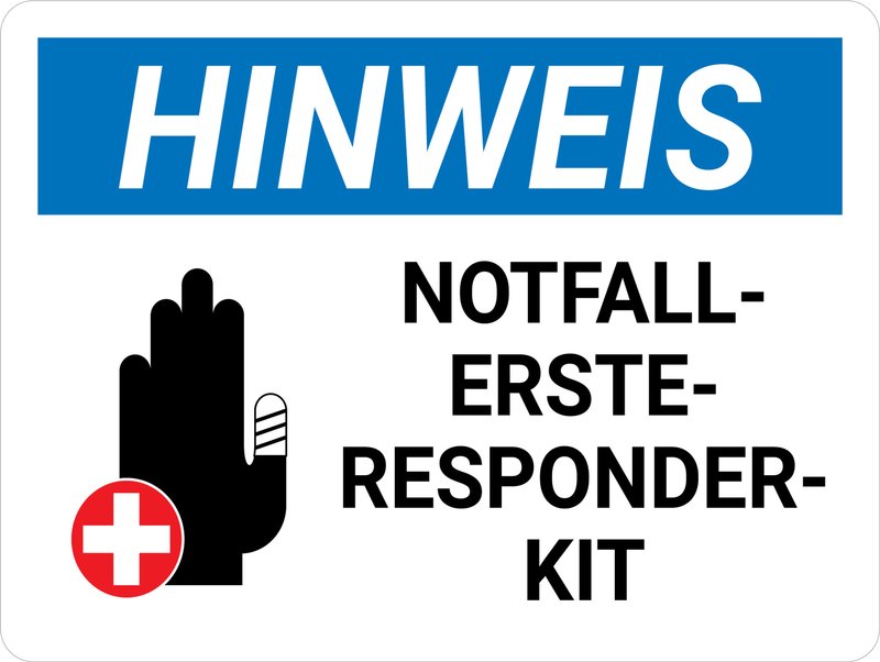 Hinweis Notfall Erste Responder Kit Notice Emergency First Responder ...