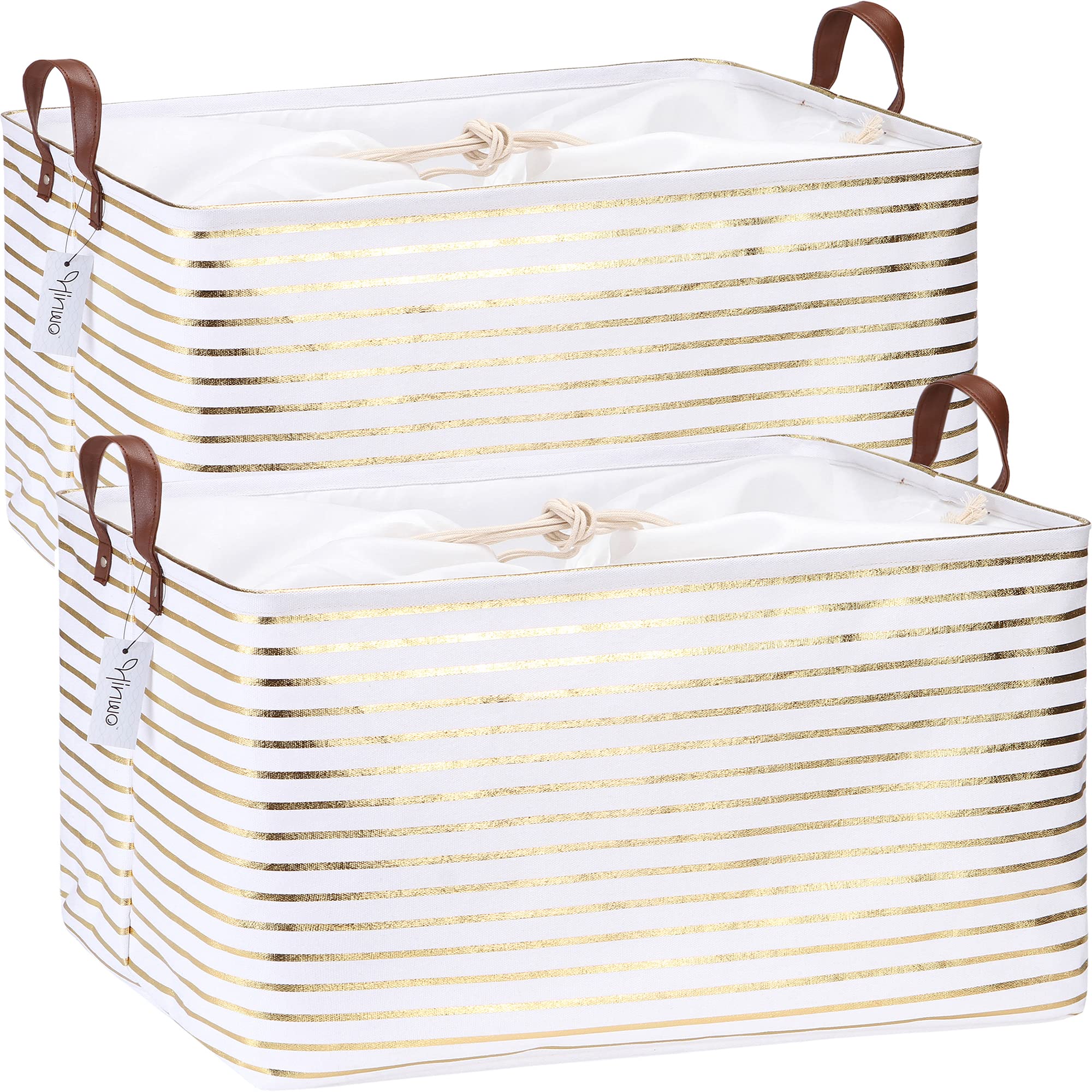 Hinwo 18.6 Gal./74.4 Qt./70.2 L Canvas Storage Bins, Rectangle Storage ...