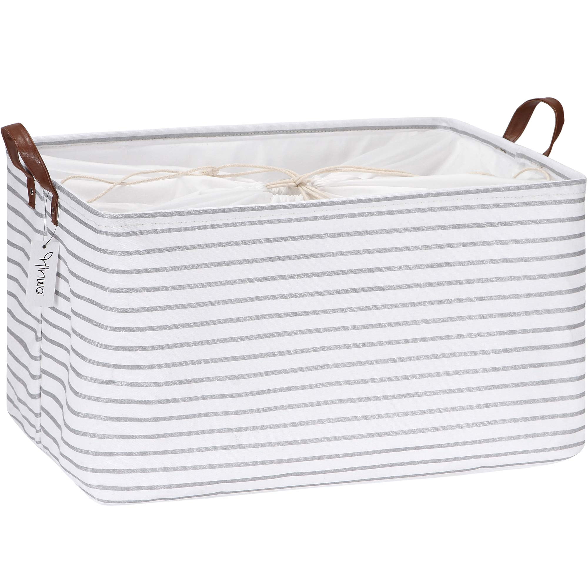 Hinwo Large Canvas Storage Bins, 18.6 Gal., Waterproof, 22 x 15 x 13 ...