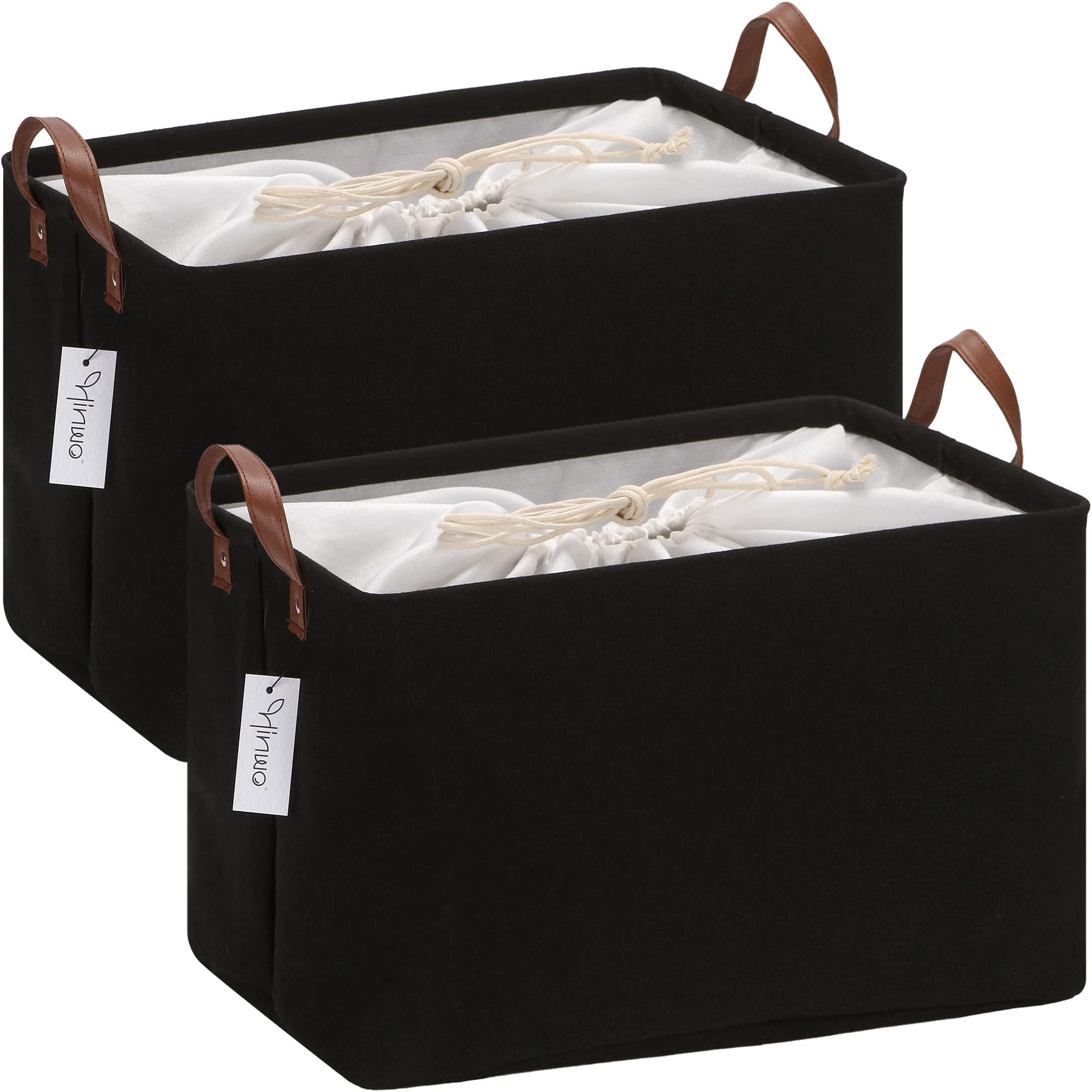 Hinwo Canvas Storage Bins, 8.3 Gal./31.5 L, Drawstring Closure, 2-Pack ...