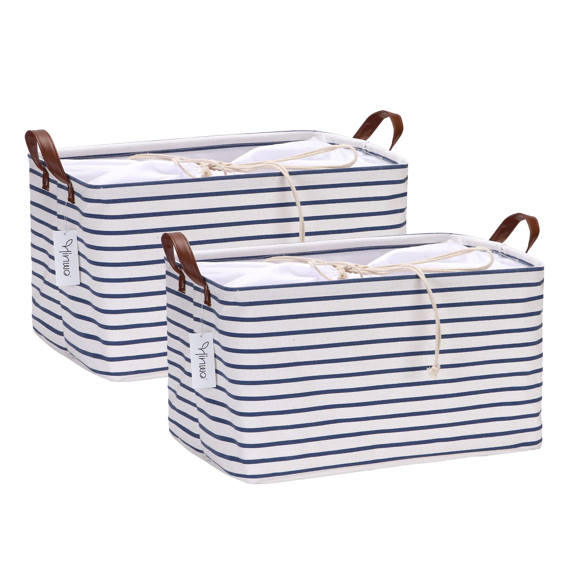 Hinwo 8.3 Gal Canvas Fabric Collapsible Storage Bins, Cloth Containers ...