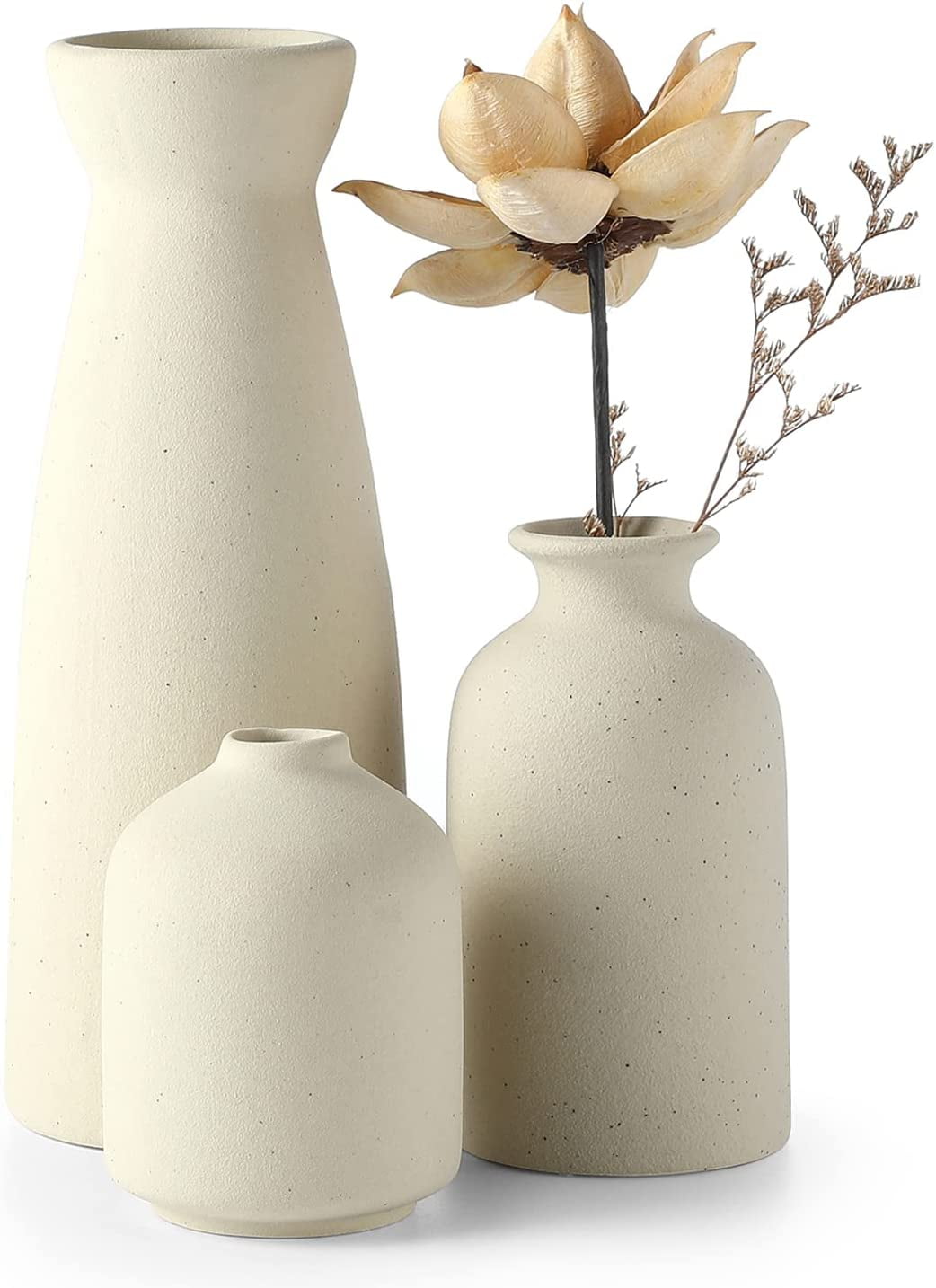 Hinzonek Ceramic Vase Set, Small Decorative Vases for Modern Boho Decor ...