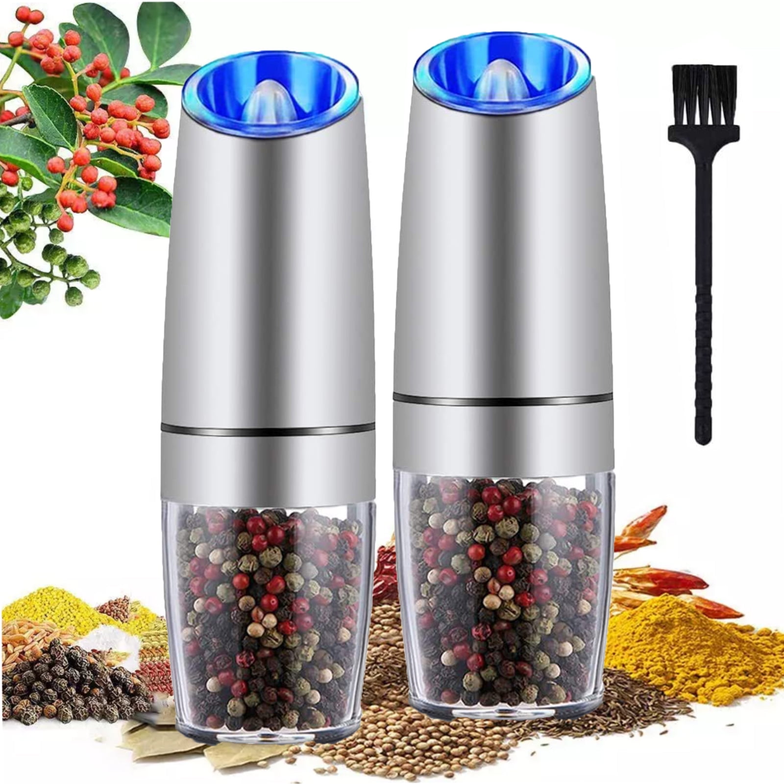 Hinzonek Electric Pepper and Salt Mill Set, Coarseness Adjustable ...