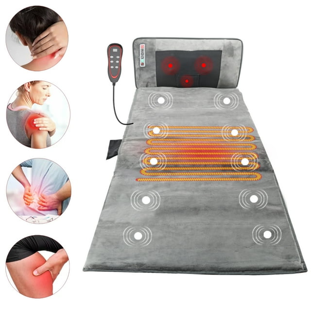 Hinzonek Full Body Vibration Massage Mat with Heat Electric Massage Pad ...