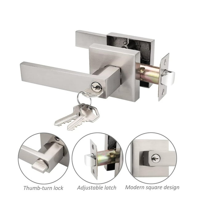 Hinzonek Privacy Door Handle with Lock, Interior Bedroom Entrance Door ...