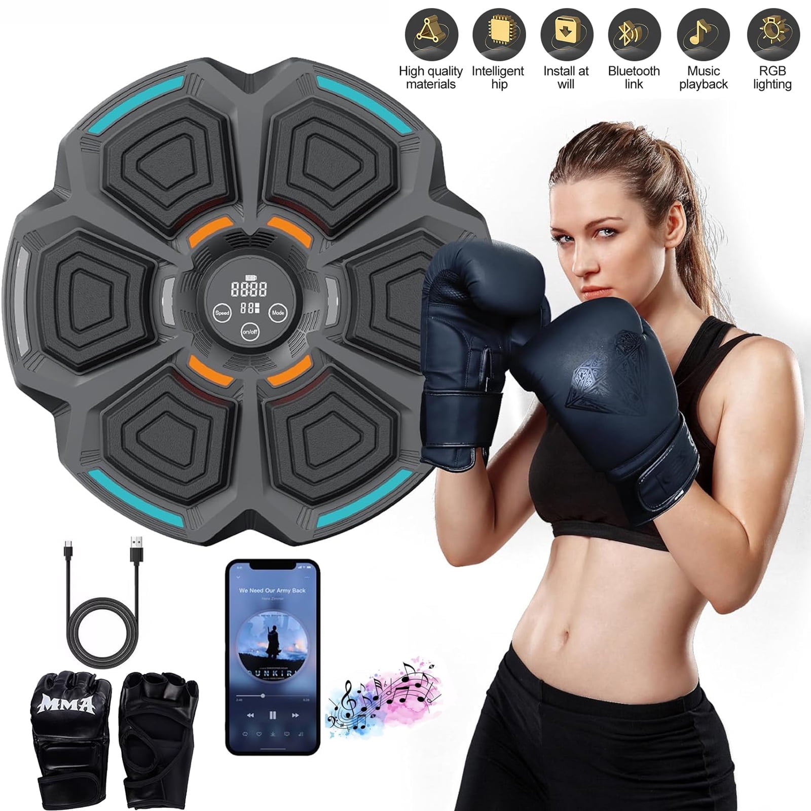Hinzonek Upgrade Music Boxing Machine, Smart Bluetooth Interactive Wall ...