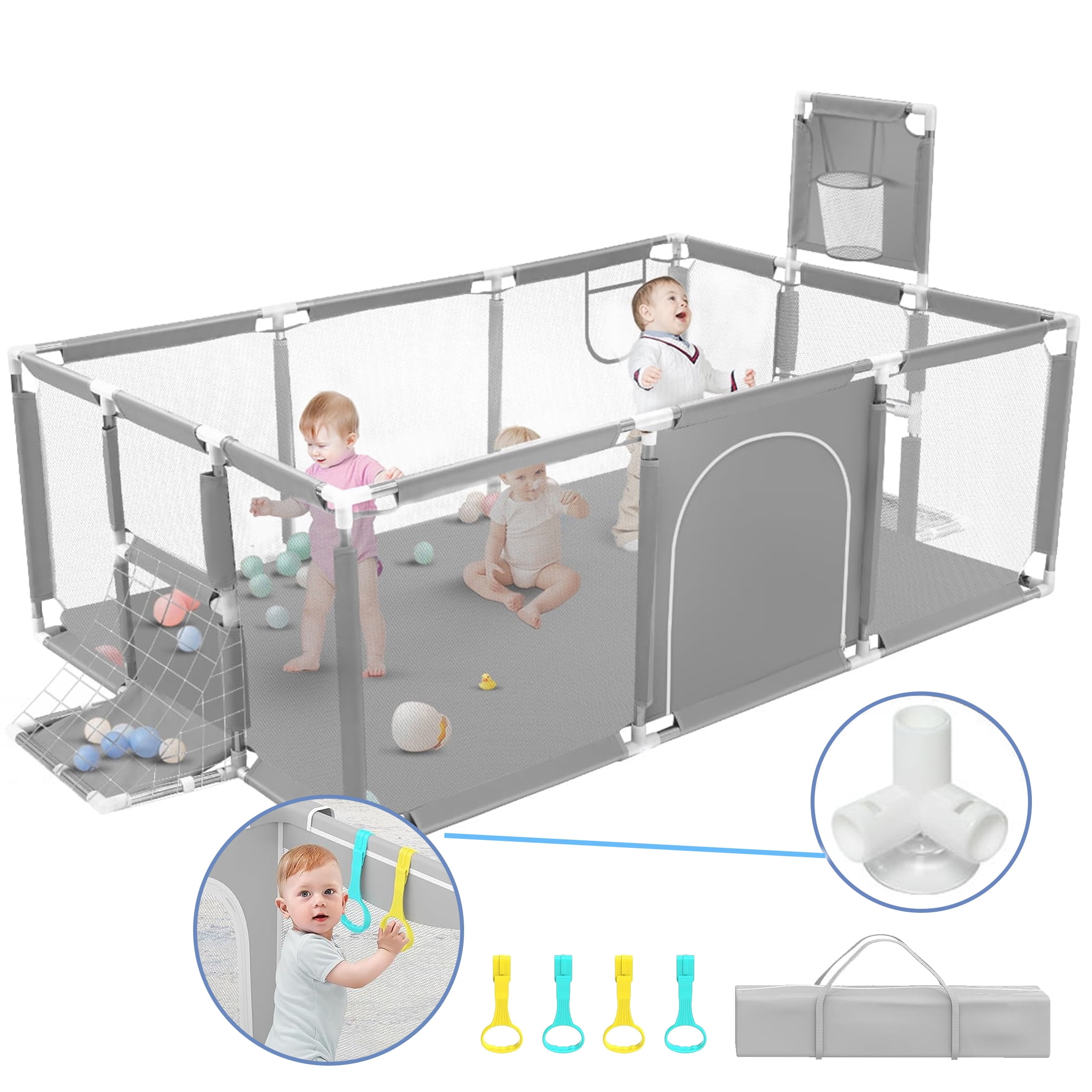 Extra Large Playpen by HioHa, Baby and Toddler Safe Play Area, Includes ...