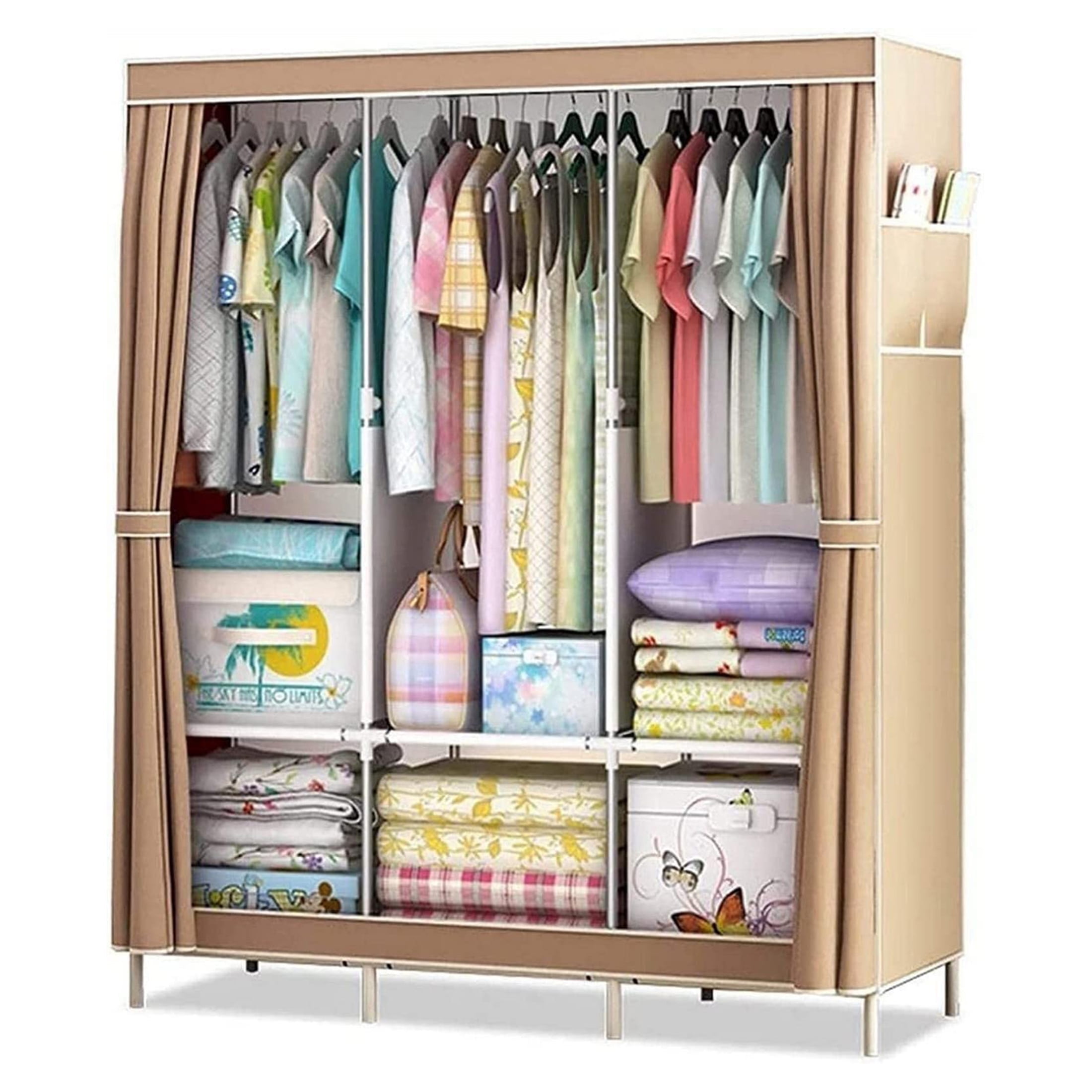 HioHa Portable Closet Organizer with Coat System & Shelves, Dustproof ...