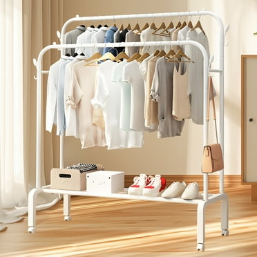 Mainstays 2 Tier Adjustable Chrome Garment Rack with Silver Metal and ...