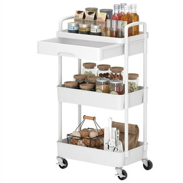 3-Tier Rotating Storage Rack with Wheels Adjustable Height, 5 Universal ...