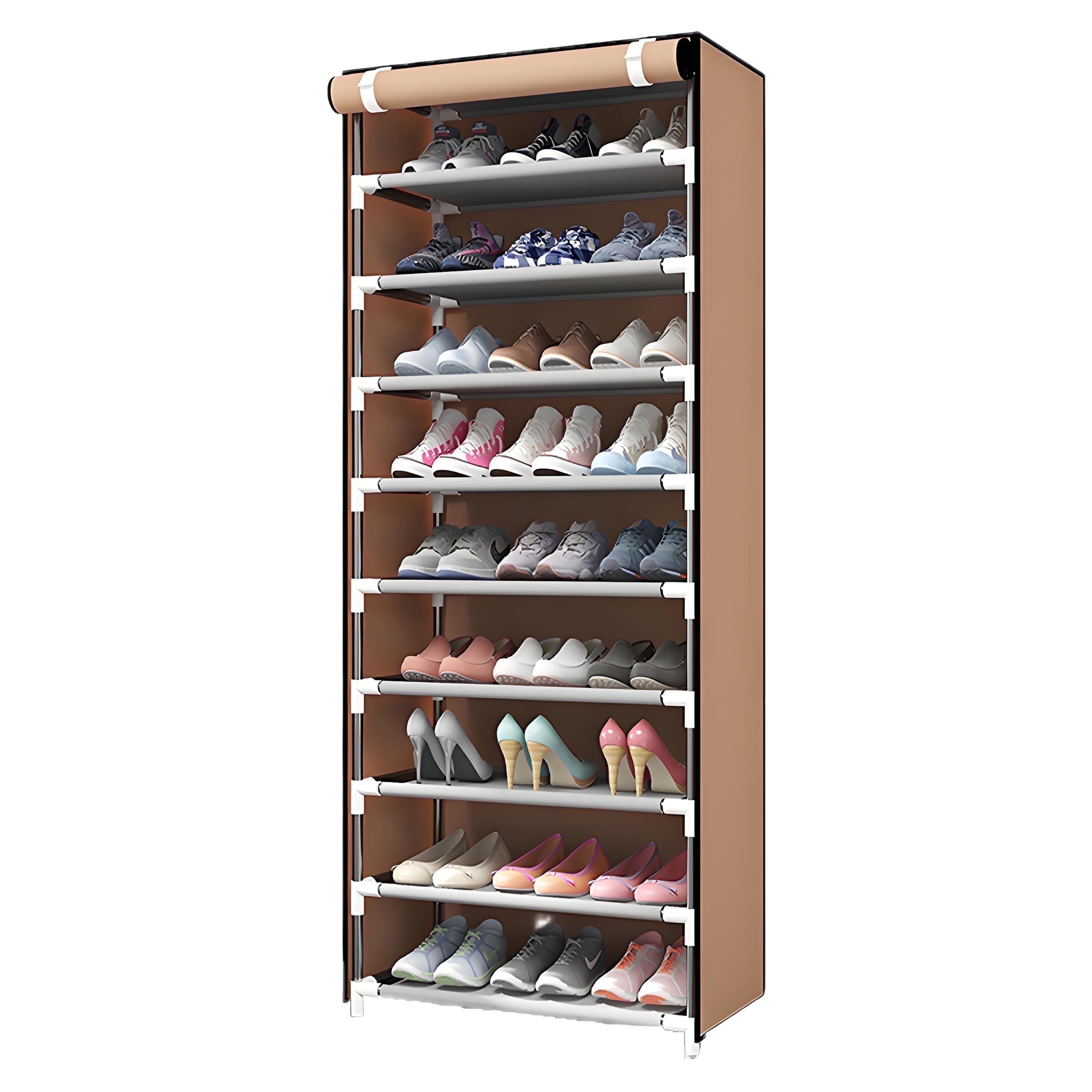 HioHa Shoe Rack with Cover, 10-Tier Shoe Organizer for Entryway, Holds ...
