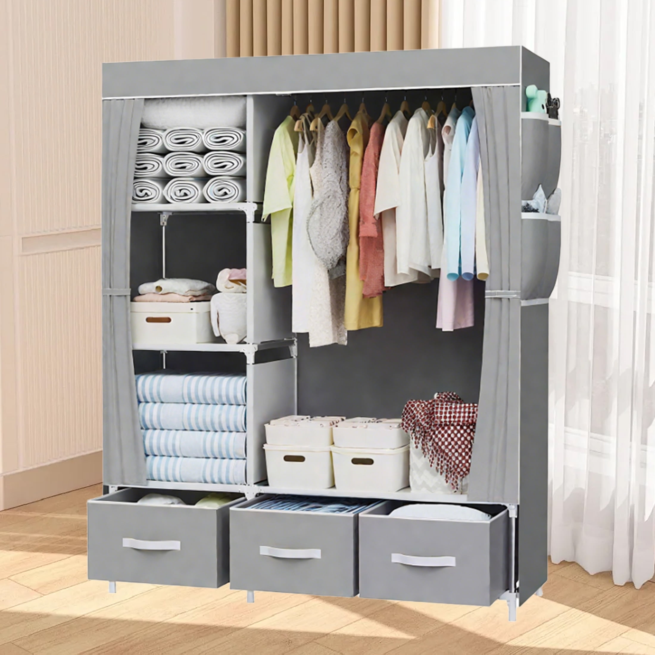 HioHa Portable Closet Organizer, 4-Shelf Transformable Clothes Rack ...