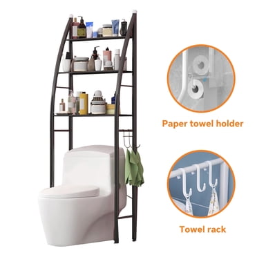 HioHa Over the Toilet Storage, 3-Tier Bathroom Organizer with Paper ...