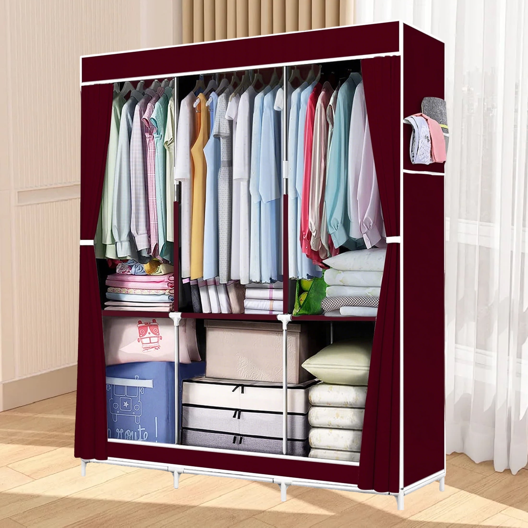 HioHa Wardrobe Closet, Portable Closet with Thickened Steel Pipe Steel ...