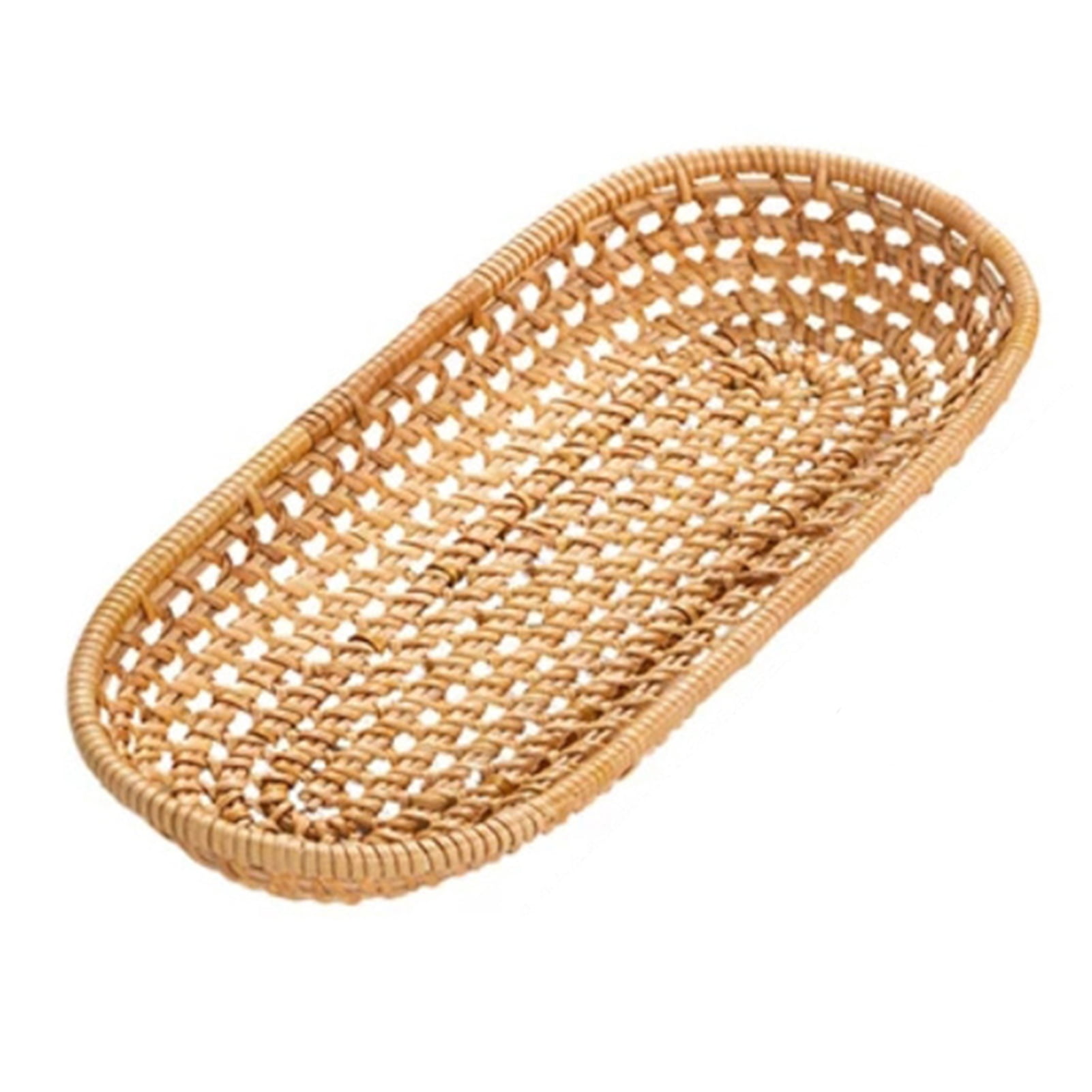 Hioecau Hand-woven Rattan Tray for Home Decor Natural Rattan Storage ...